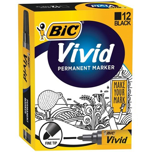 BIC Vivid Permanent Marker Fine Black - Box of 12 | Supply World